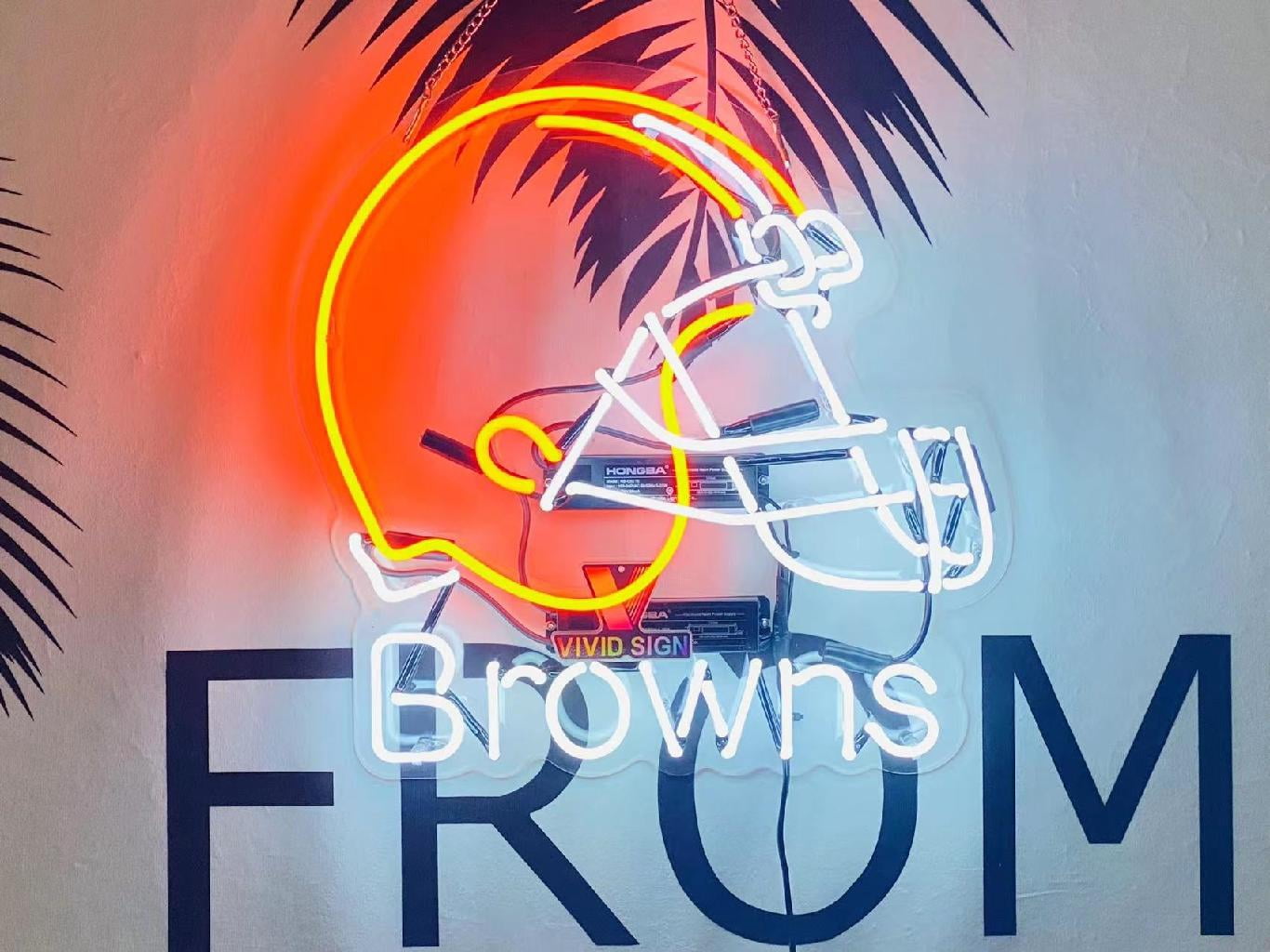 Queen Sense 16" For Clevelands Sports Team Browns Helmet Neon Sign ...