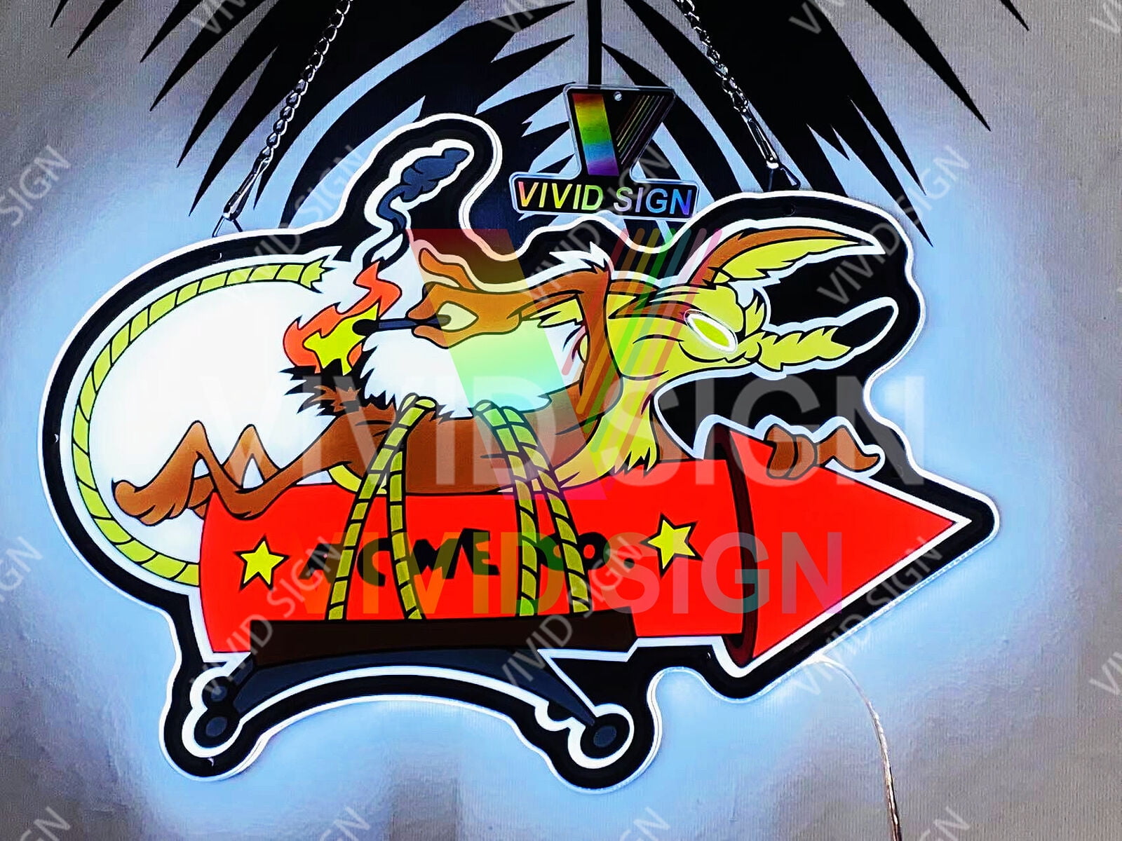 Queen Sense 16" Wile E Coyote Acme Rocket 3D LED Sign Light Vivid ...