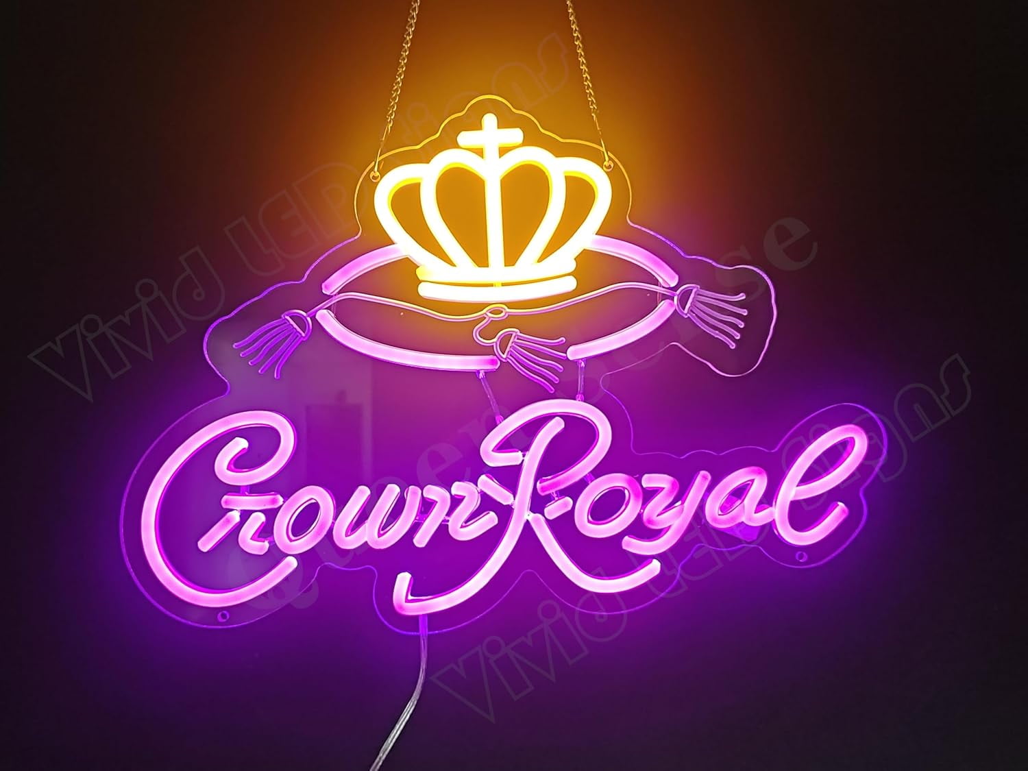 Queen Sense 16"x12" Crown Royals LED Neon Sign for Wall Decor Dimmable ...