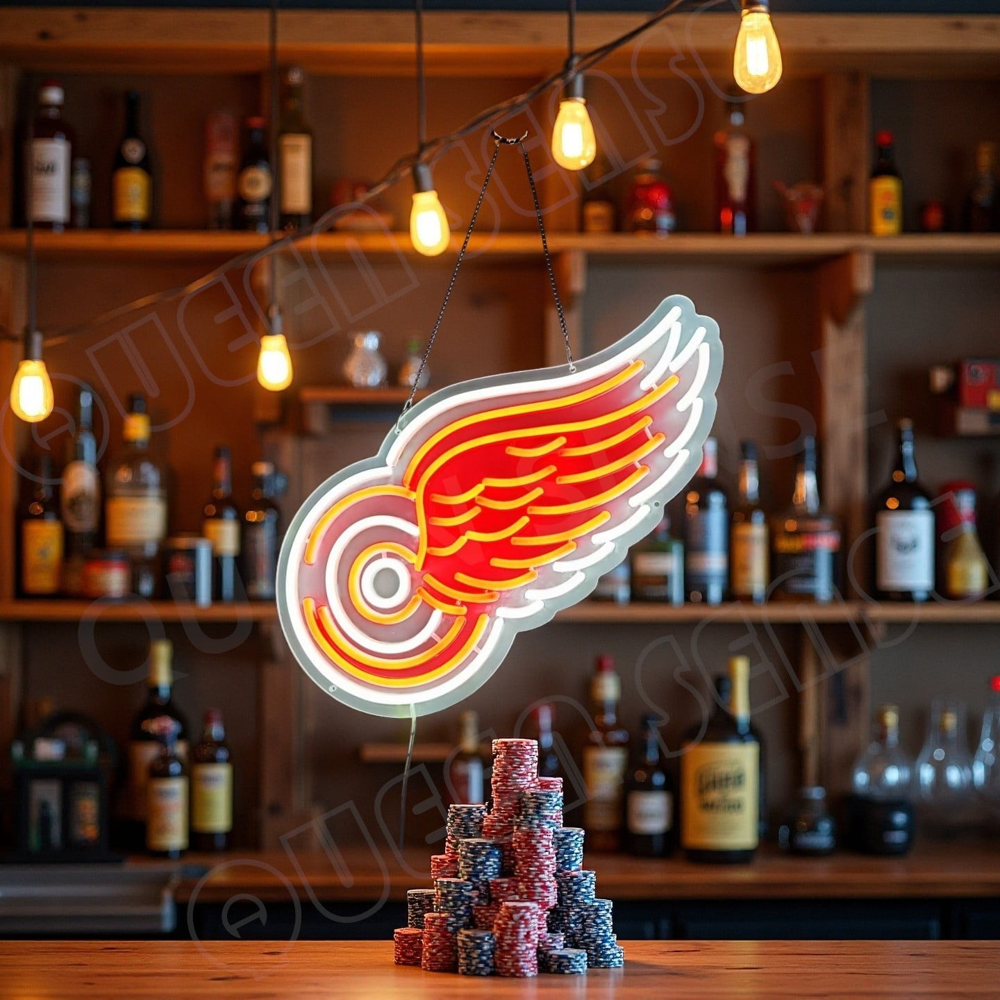 Queen Sense 16"x12" Detroits Sports League Red Wings LED Neon Sign for ...