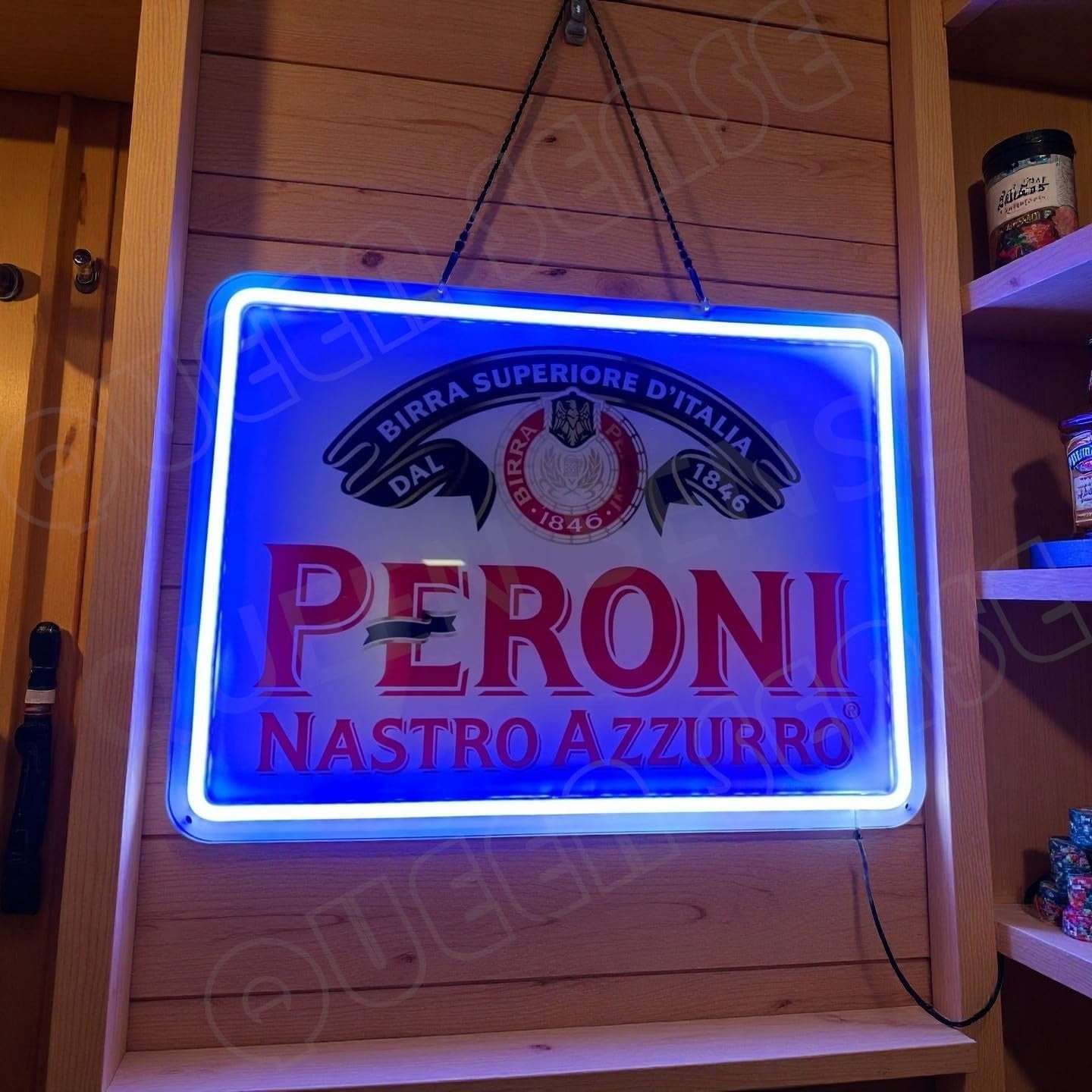 Queen Sense 16"x12" Peroni Nastro Azzurro Beer LED Neon Sign for Wall Decor Dimmable USB Powered ...
