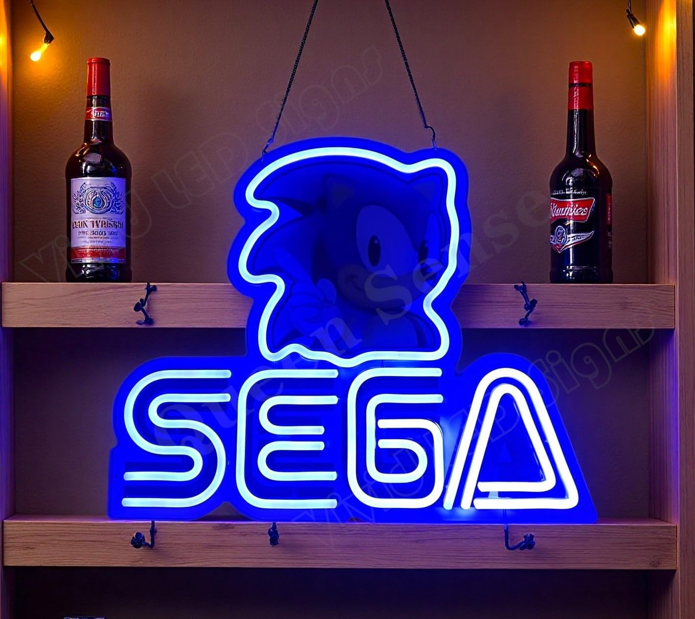 Queen Sense 16"x13" Segas Game LED Neon Sign for Wall Decor Dimmable ...