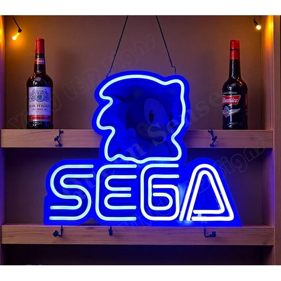Queen Sense 16"x13" Segas Game LED Neon Sign for Wall Decor Dimmable ...