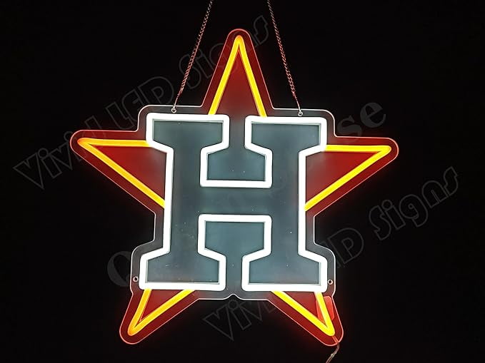 Queen Sense 16"x16" Houstons Sports League Astros LED Neon Sign for ...