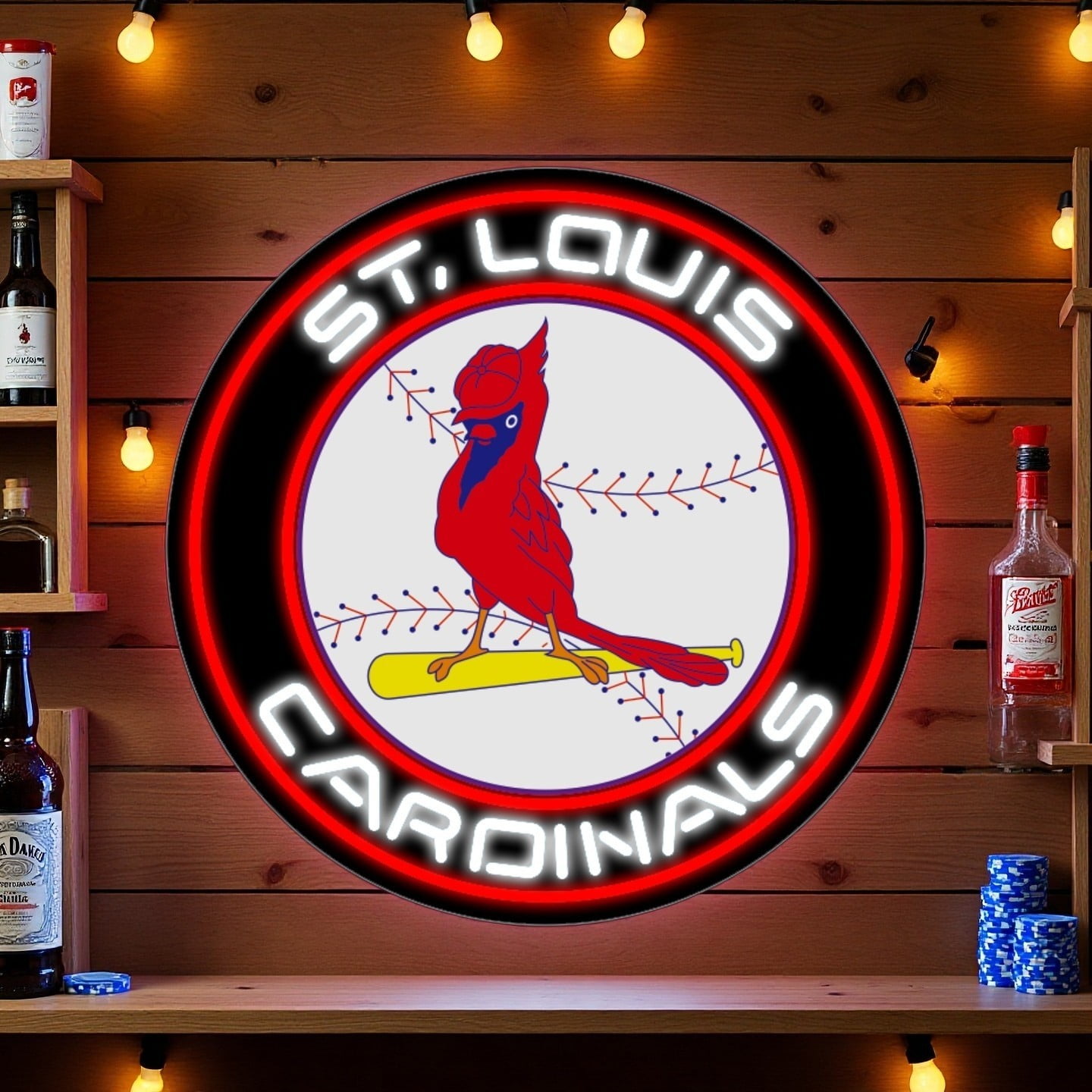 Queen Sense 16"x16" St Louis's Sports League Cardinals LED Neon Sign ...