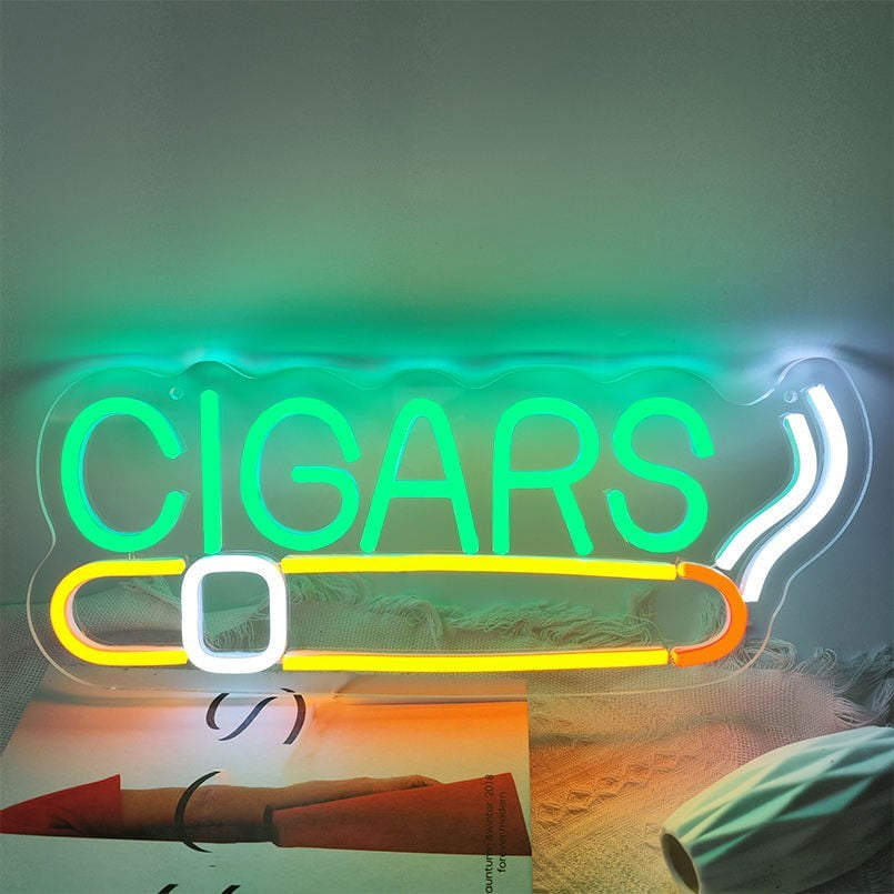 Queen Sense 16"x7" Cigars Cigarette Smoke LED Neon Sign for Wall Decor ...