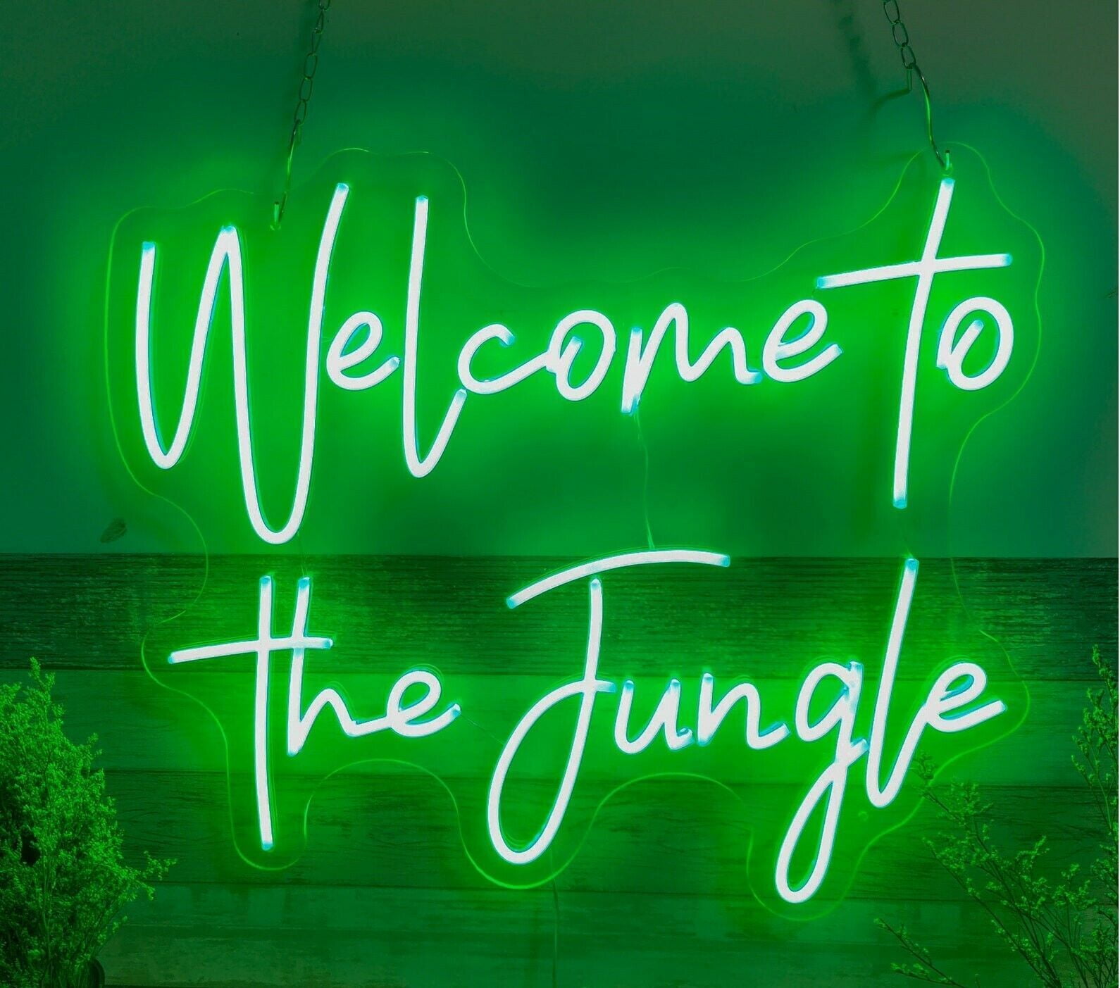 Queen Sense 17.7"x14" Welcome To The Jungle LED Sign Light Wall Decor ...