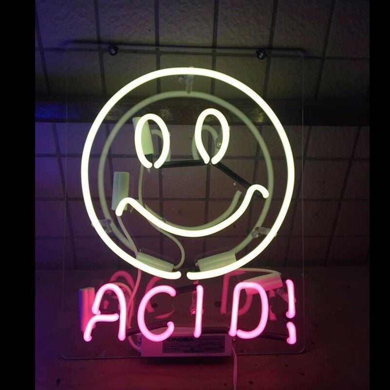 Queen Sense 17" Acid Happy Face Neon Sign Acrylic Man Cave Beer Pub Bar ...