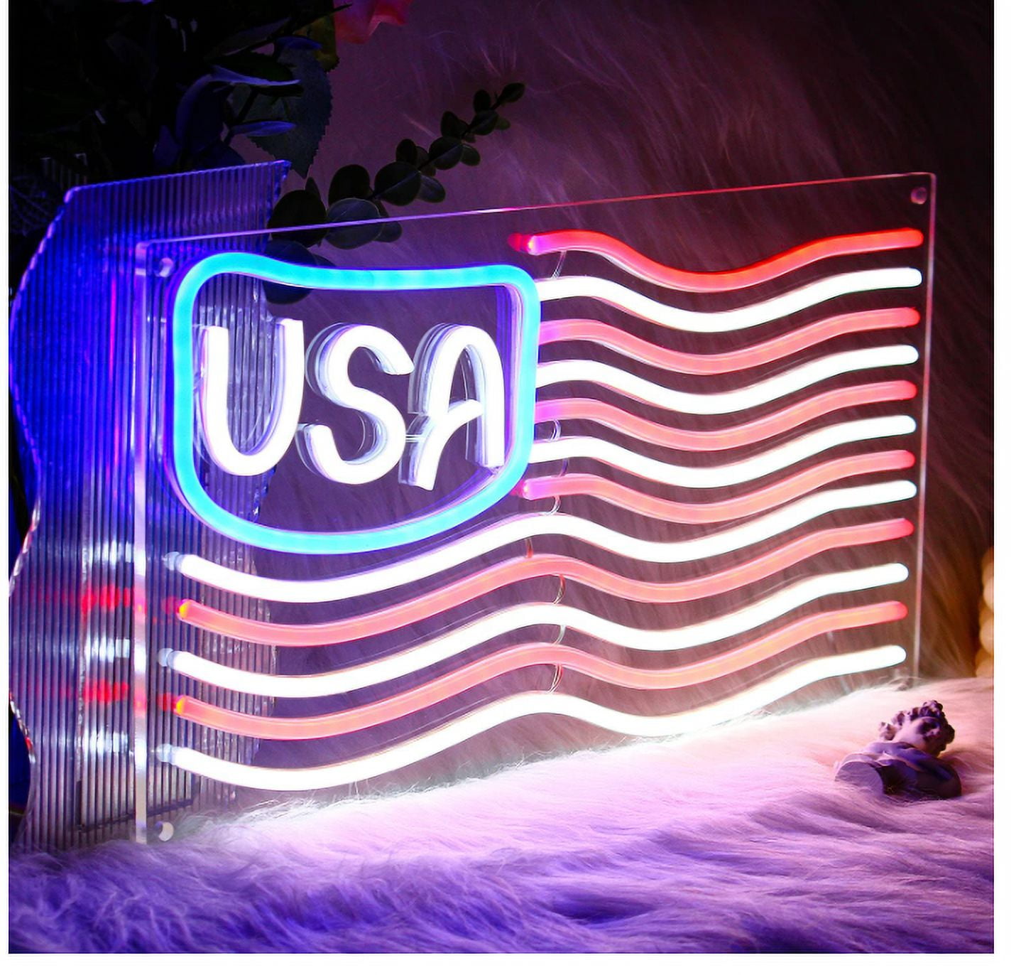 Queen Sense 17" American USA Flag Neon Sign Acrylic Man Cave Handmade ...