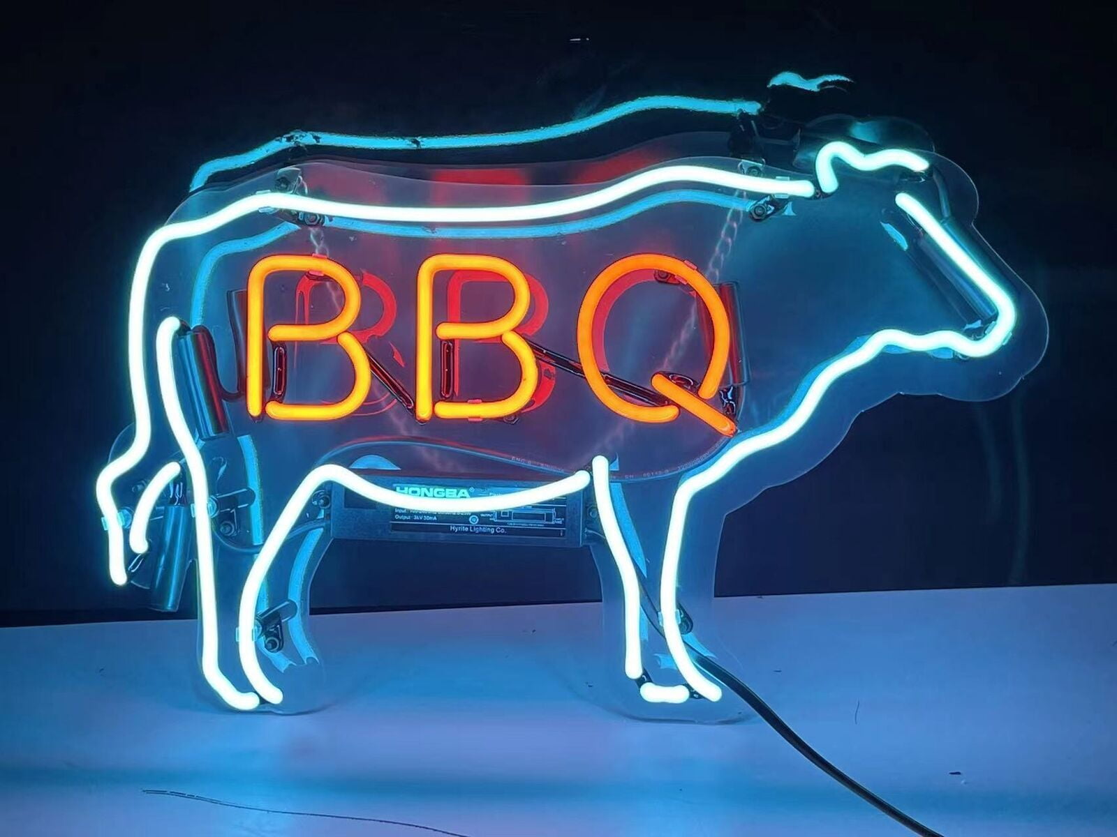 Queen Sense 17" Cow OX BBQ Bull Neon Sign Acrylic With Dimmer Man Cave ...