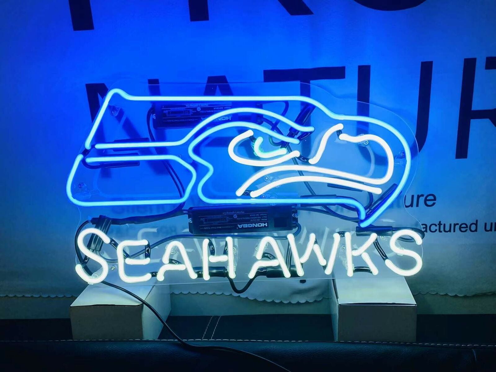 Queen Sense 17" For Seattles Sports Team Seahawks Neon Sign Acrylic Man ...