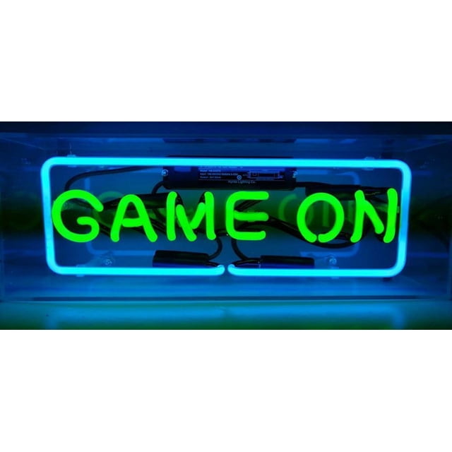Queen Sense 17" Game On Neon Sign Acrylic Box Man Cave Pub Bar Wall ...