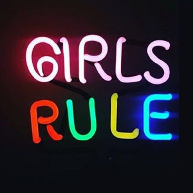 Queen Sense 17" Girls Rule Neon Sign Acrylic Man Cave Beer Pub Bar Wall ...
