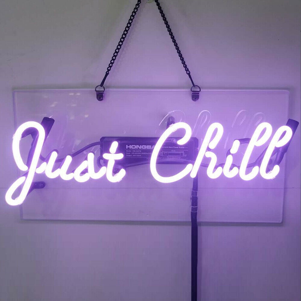 Queen Sense 17" Just Chill Neon Sign Acrylic Man Cave Beer Pub Bar ...