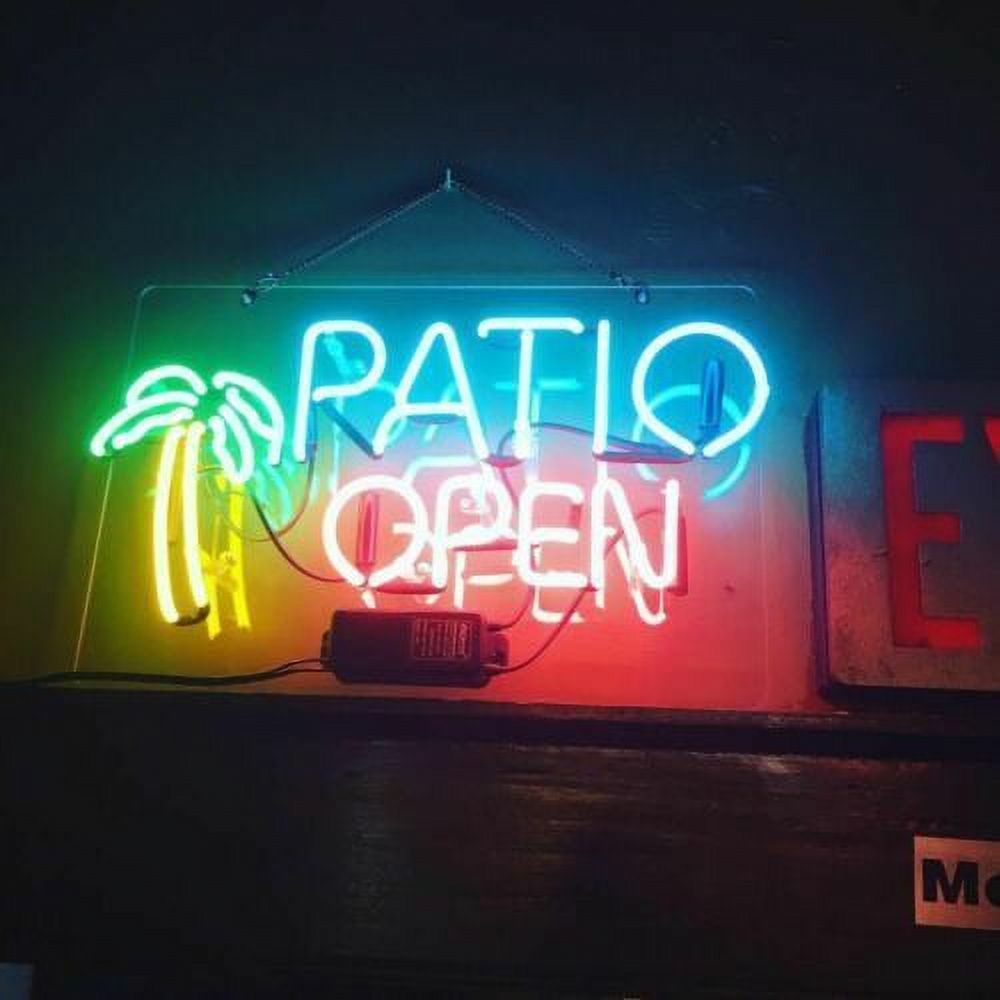 Queen Sense 17" Neon Palm Tree Sign, Handmade Glass Tube Light, Patio ...