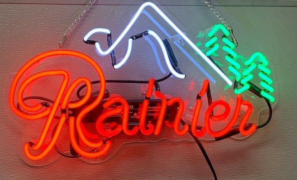 Queen Sense 17" Rainier Beer Mountain Neon Sign Acrylic Man Cave ...
