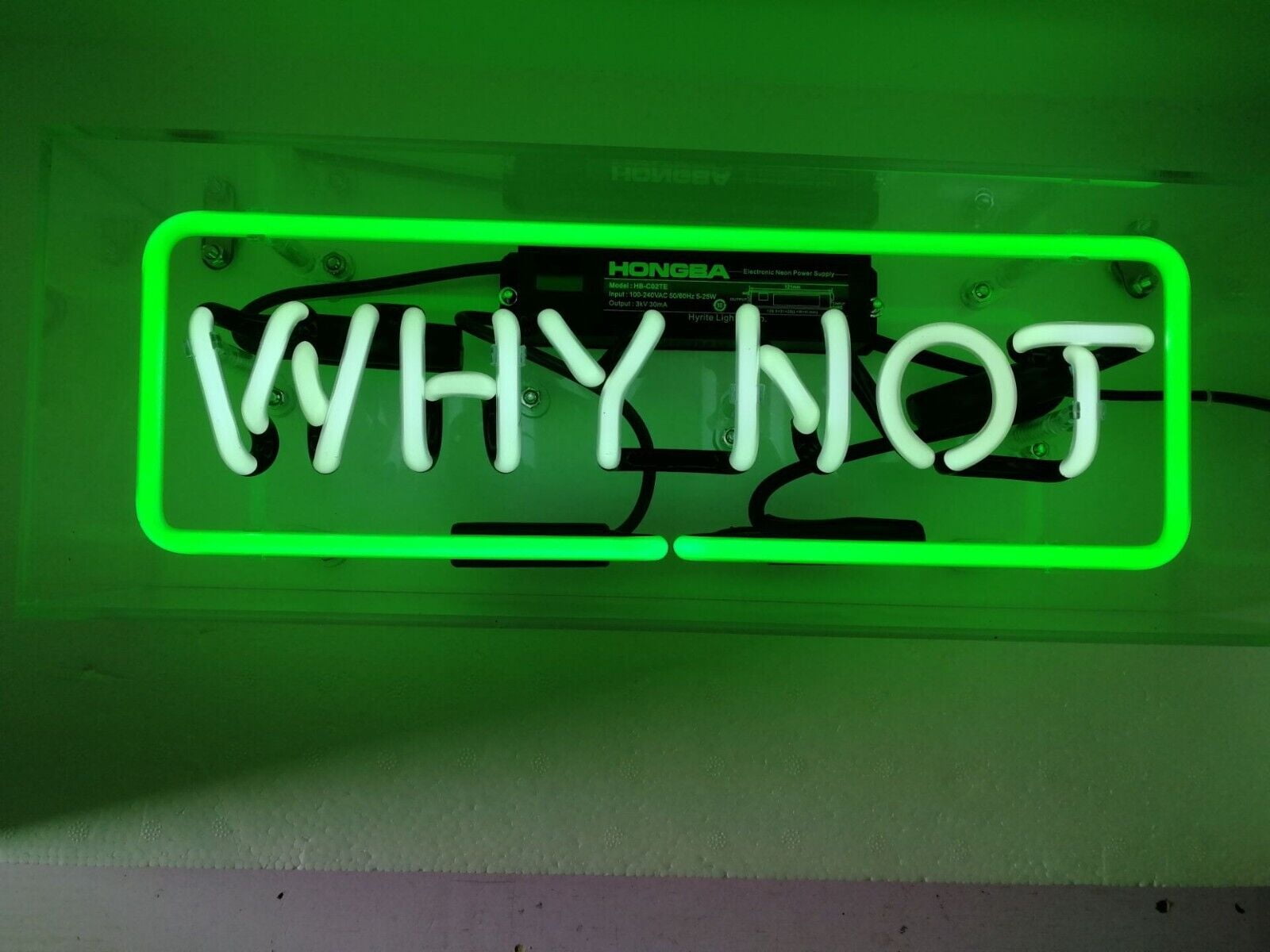 Queen Sense 17" Why Not Neon Sign Acrylic Box Man Cave Beer Pub Bar ...