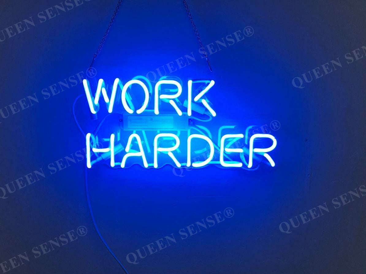Queen Sense 17" Work Harder Neon Sign Acrylic Man Cave Artwork Pub Bar ...