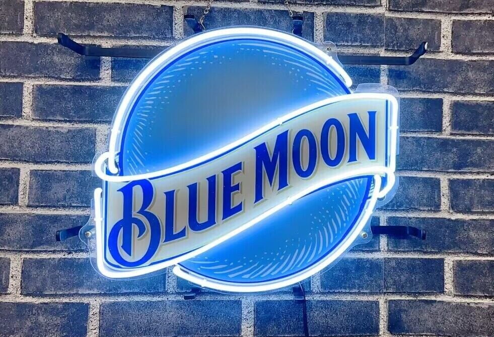 Queen Sense 17"x14" Blue Moons Neon Sign Man Cave Beer Pub Bar Artwork ...