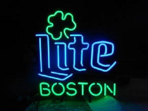 Queen Sense 17"x14" Boston Lite Clover Neon Sign Man Cave Beer Pub Bar ...