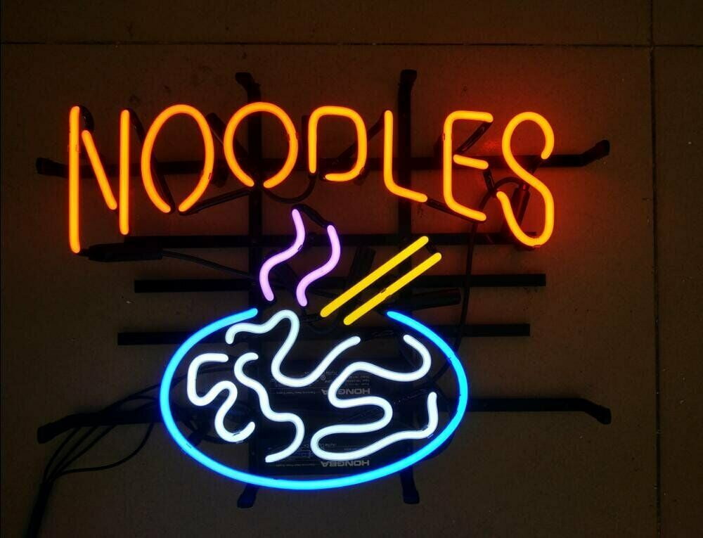 Queen Sense 17"x14" Bowl Noodles Chopstick Neon Sign Man Cave Handmade ...