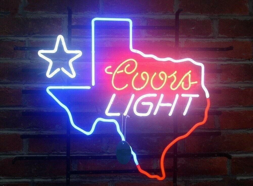 Queen Sense 17"x14" Coor Light Texas Lone Stars Neon Sign With Dimmer ...