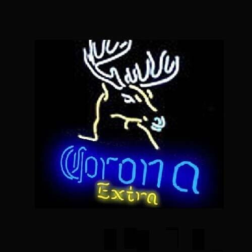 Queen Sense 17"x14" Coronas Extra Deer Stag Neon Sign With Dimmer Man ...