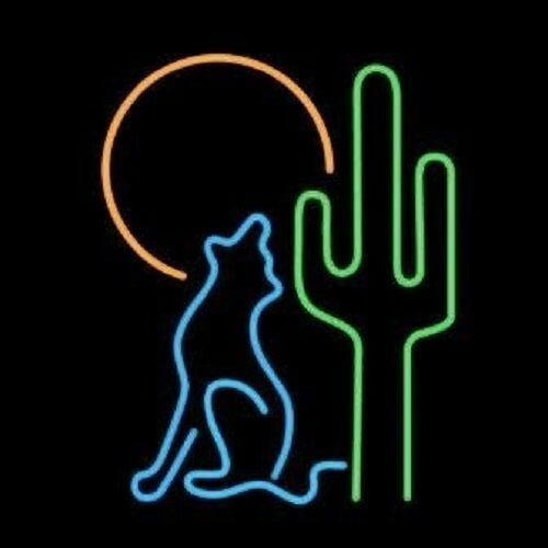 Queen Sense 17"x14" Custom Desert Wolf Coyote Moon Neon Sign With ...
