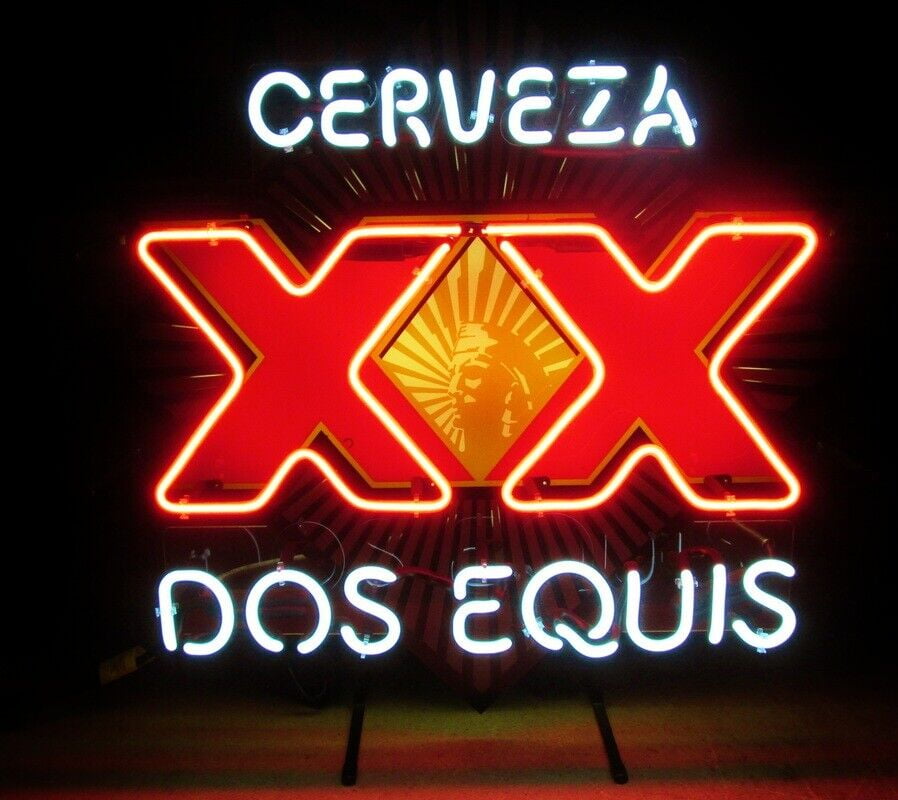 Queen Sense 17"x14" Dos Equis Cervezas XX Neon Sign With Dimmer Man Cave Beer Pub Bar Handmade ...