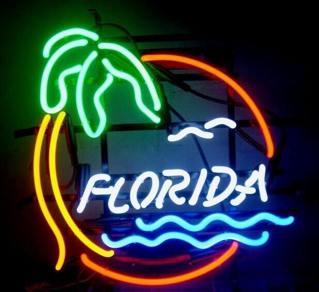 Queen Sense 17"x14" Florida Beach Palm Tree Neon Sign Man Cave Handmade ...