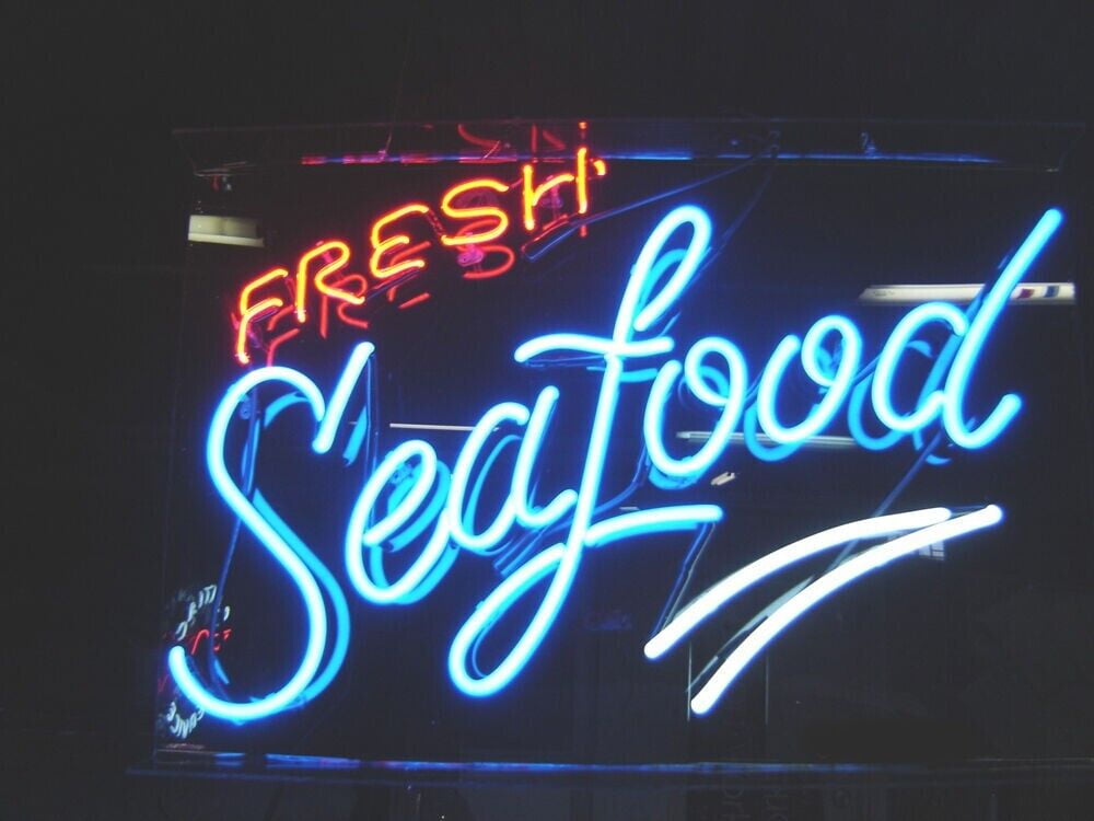 Queen Sense 17"x14" Fresh Seafood Neon Sign Man Cave Pub Bar Wall Decor ...