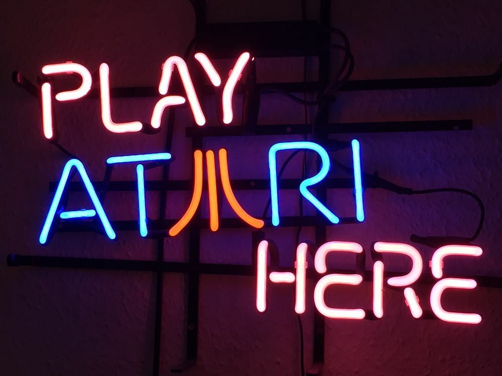 Queen Sense 17"x14" Game Room Play Atari Here Neon Sign Man Cave Beer ...