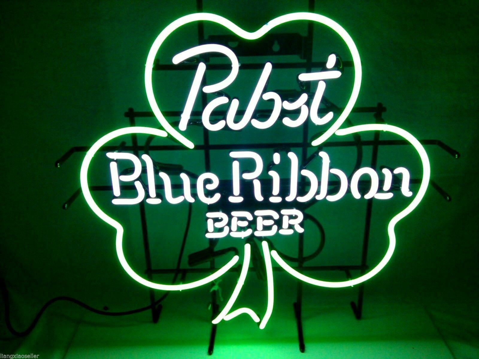 Queen Sense 17"x14" Pabsts Blue Ribbon Clover Shamrock Neon Sign Man ...