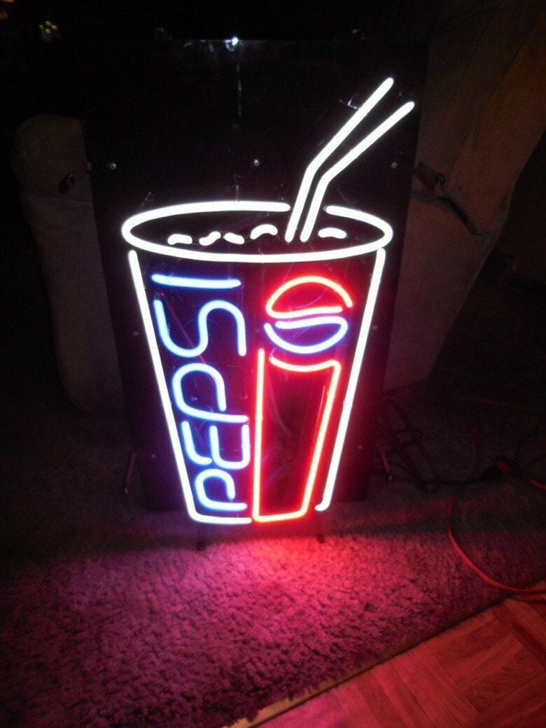 Queen Sense 17"x14" Pepsis Cola Soft Drink Neon Sign With Dimmer Man ...