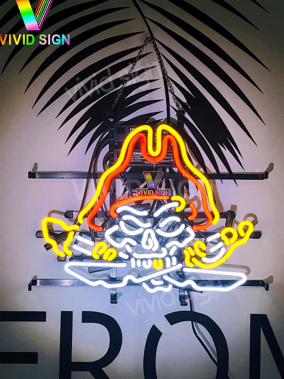 Queen Sense 17"x14" Pirate Bistro Bar Skull Sabres Neon Sign, Handmade ...