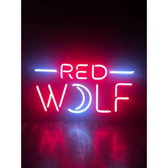 Queen Sense 17"x14" Red Wolf Neon Sign Man Cave Beer Pub Bar Artwork ...