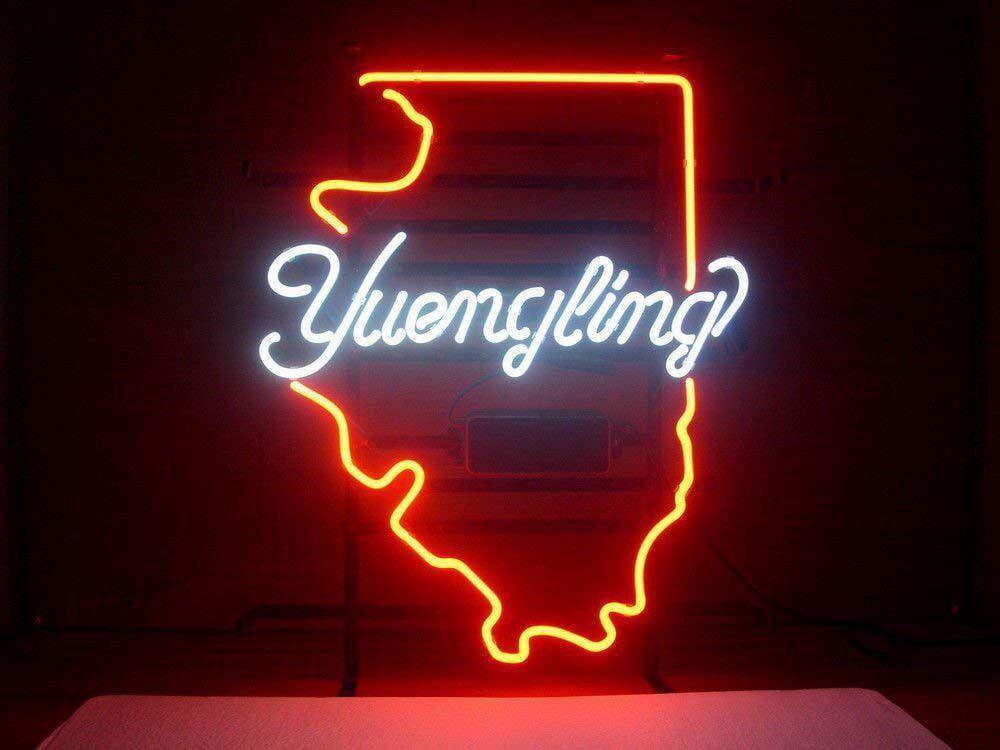 Queen Sense 17"x14" Yuenglings Illinois Map Neon Sign Man Cave Pub Bar ...