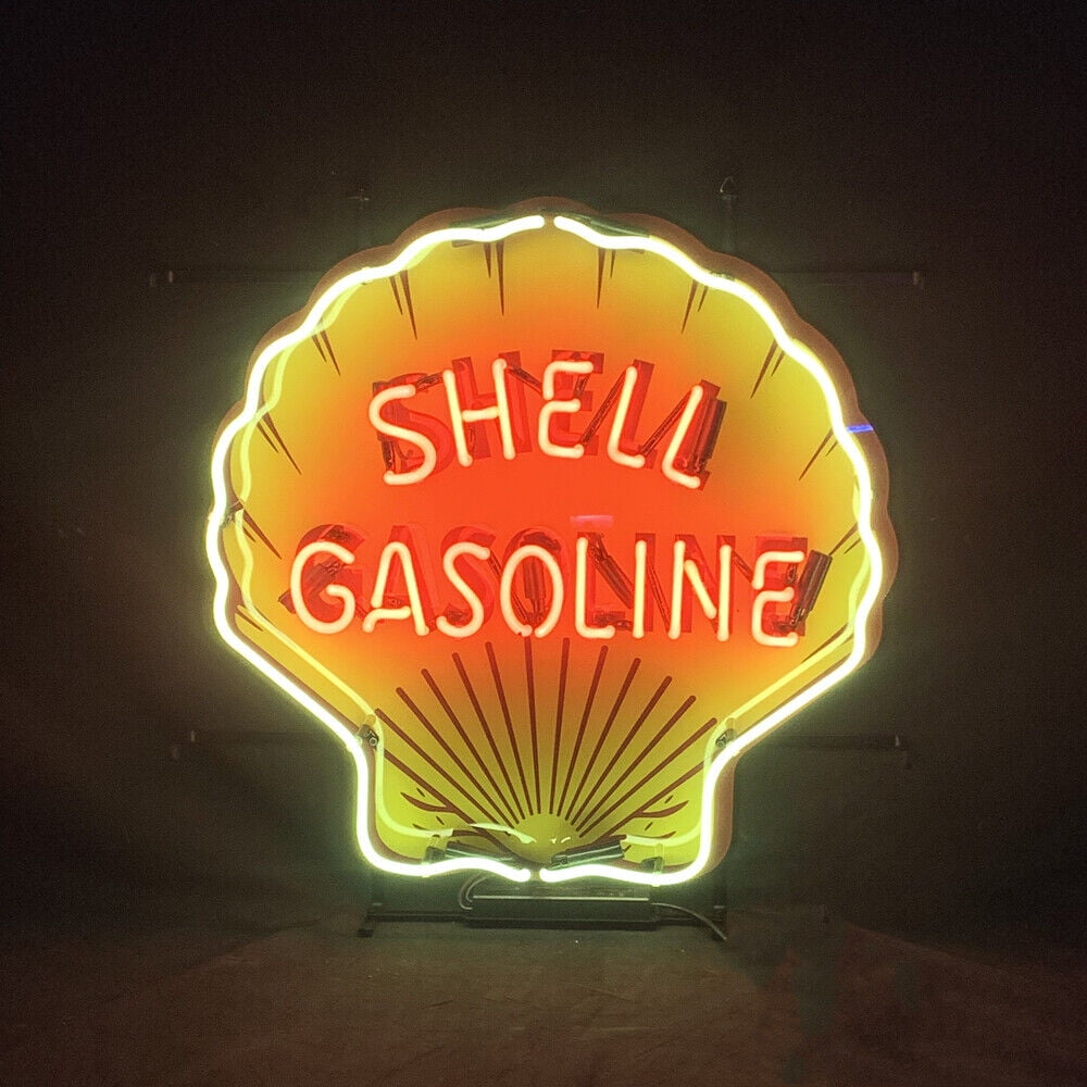 Queen Sense 17"x17" Shells Gasoline Gas Oil Station Neon Sign HD Vivid ...