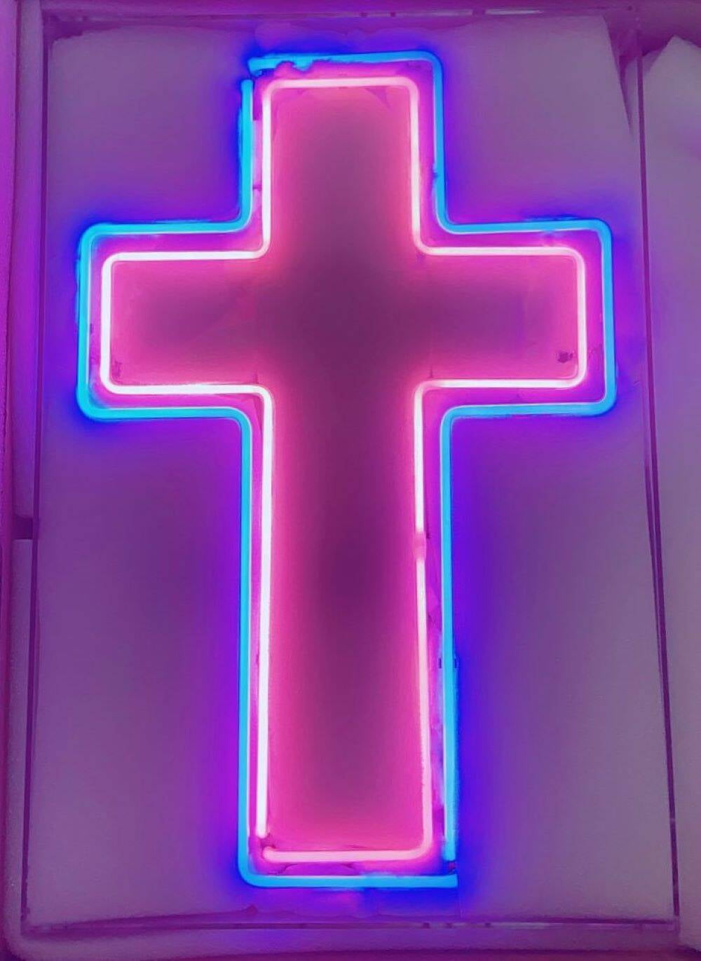 Queen Sense 19" Custom Jesus Cross Neon Sign Acrylic Box Man Cave Beer ...