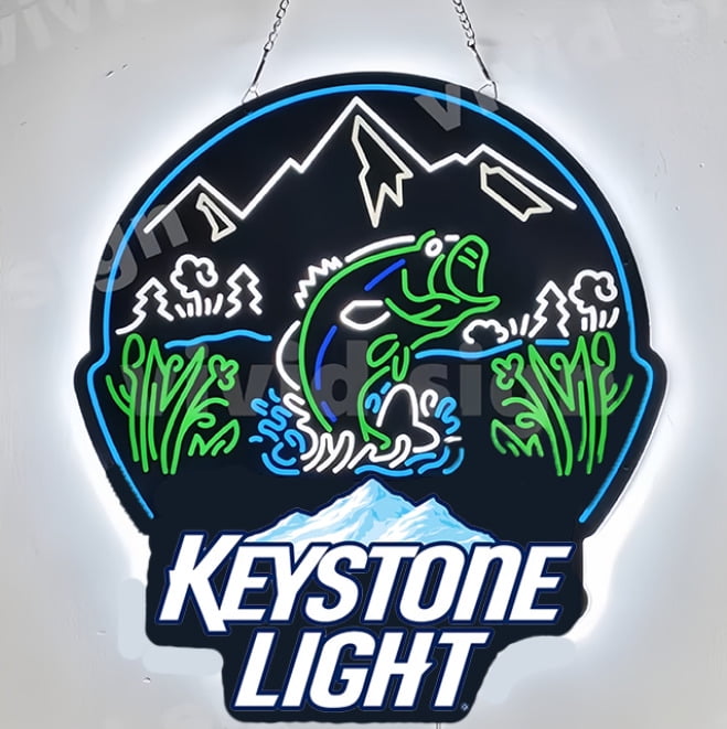 Queen Sense 20" Custom Keystone Light Beer Bass Fish Mountains 2D LED ...