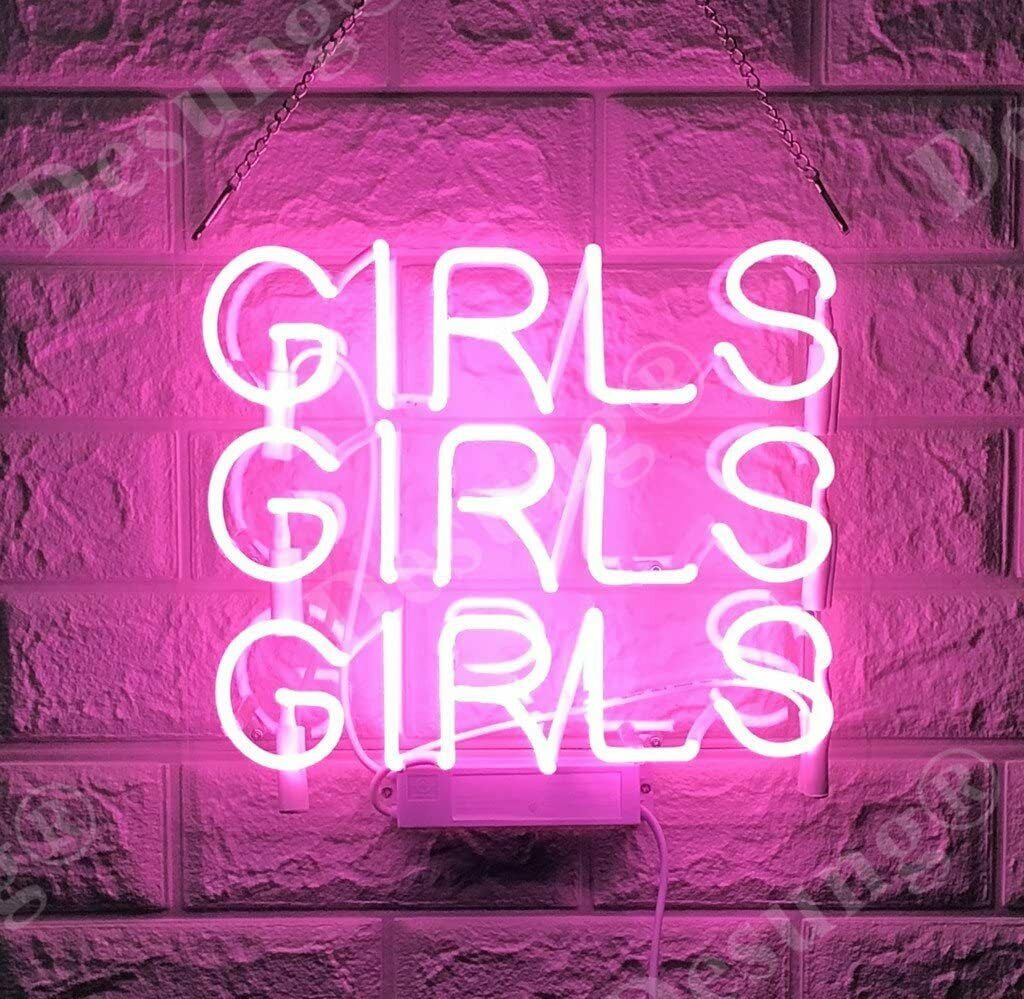 Queen Sense 20" Girls Girls Girls Neon Sign With Dimmer Acrylic Man ...