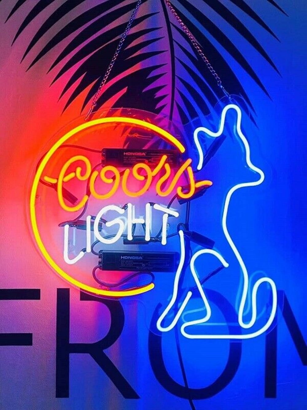 Queen Sense 20" Wolf Moon Coor Light Neon Sign Acrylic Man Cave ...