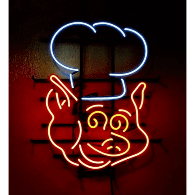Queen Sense 20"x16" BBQ Pig Chef Neon Sign Man Cave Pub Bar Artwork ...