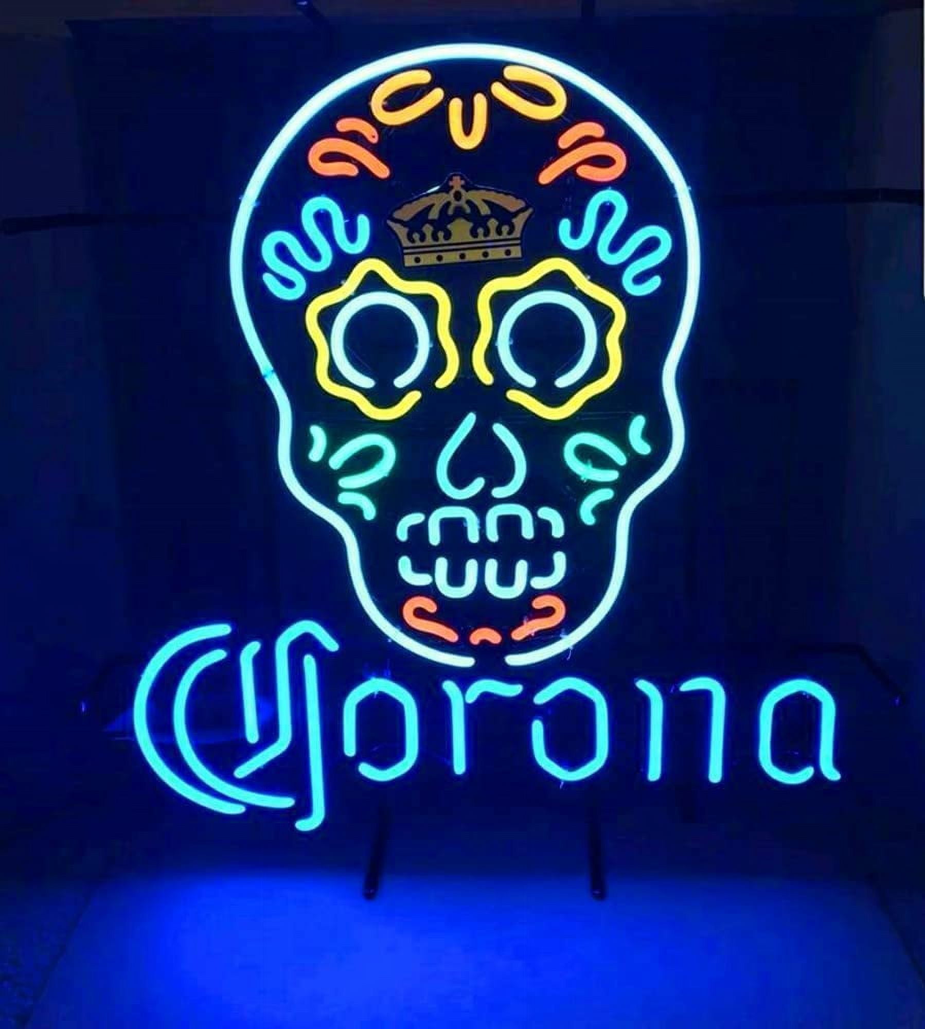 Queen Sense 20"x16" Coronas Haunted Skull Skeleton Neon Sign Man Cave ...