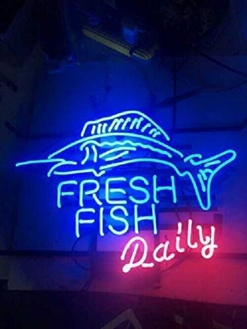 Queen Sense 20"x16" Custom Fresh Fish Daily Neon Sign Man Cave Beer Pub ...