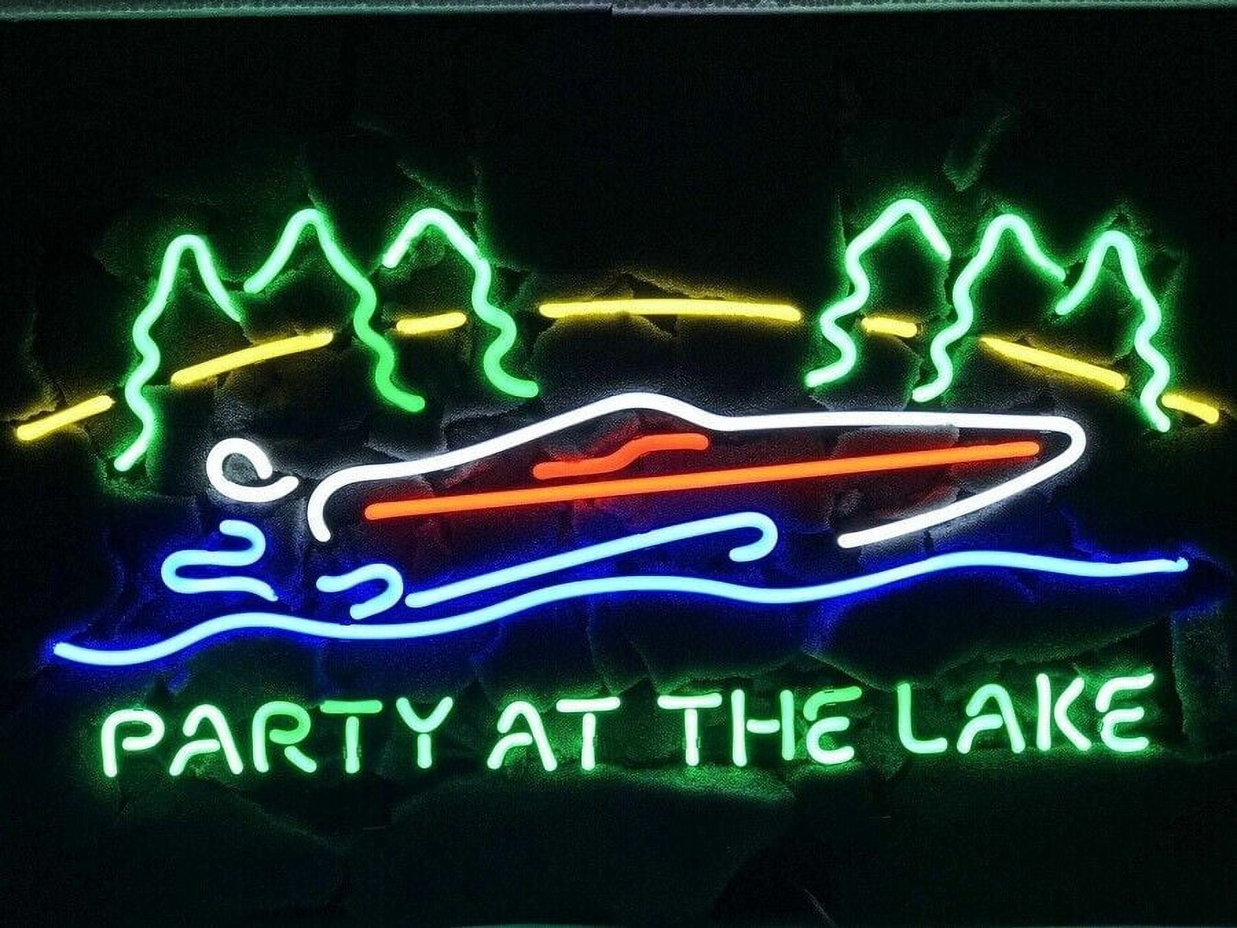 Queen Sense 20"x16" Custom Party At The Lake Boat Neon Sign Man Cave ...