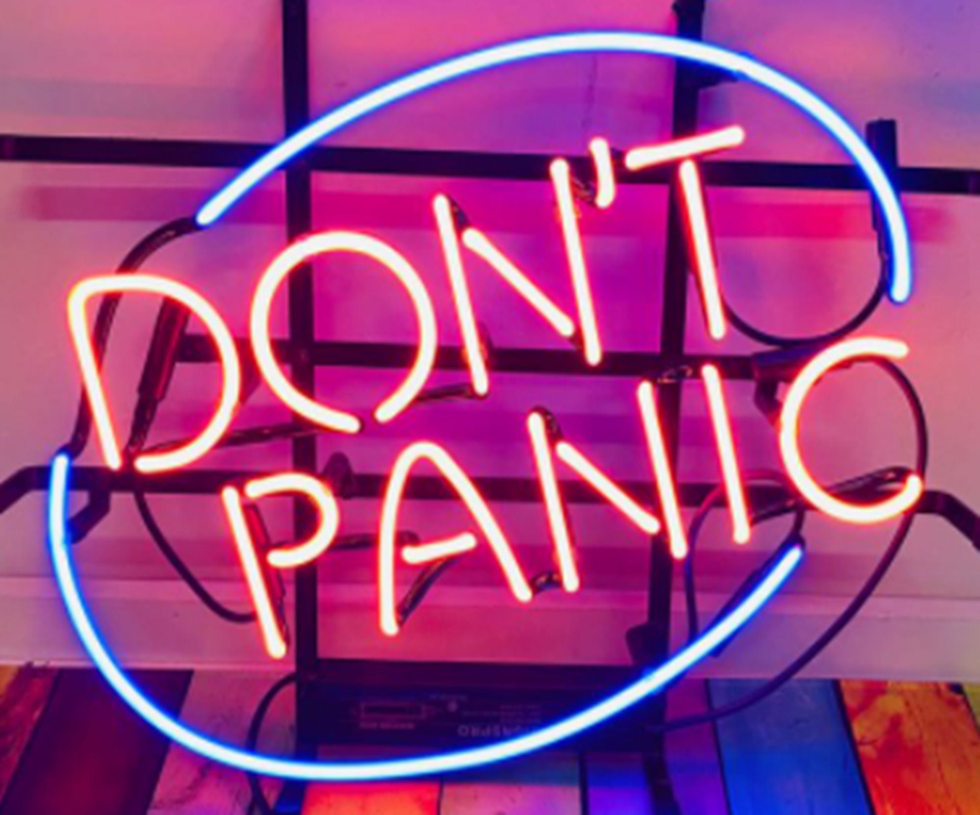 Queen Sense 20"x16" Don't Panic Neon Sign Man Cave Beer Pub Bar Artwork Handmade Wall Decor Gift ...