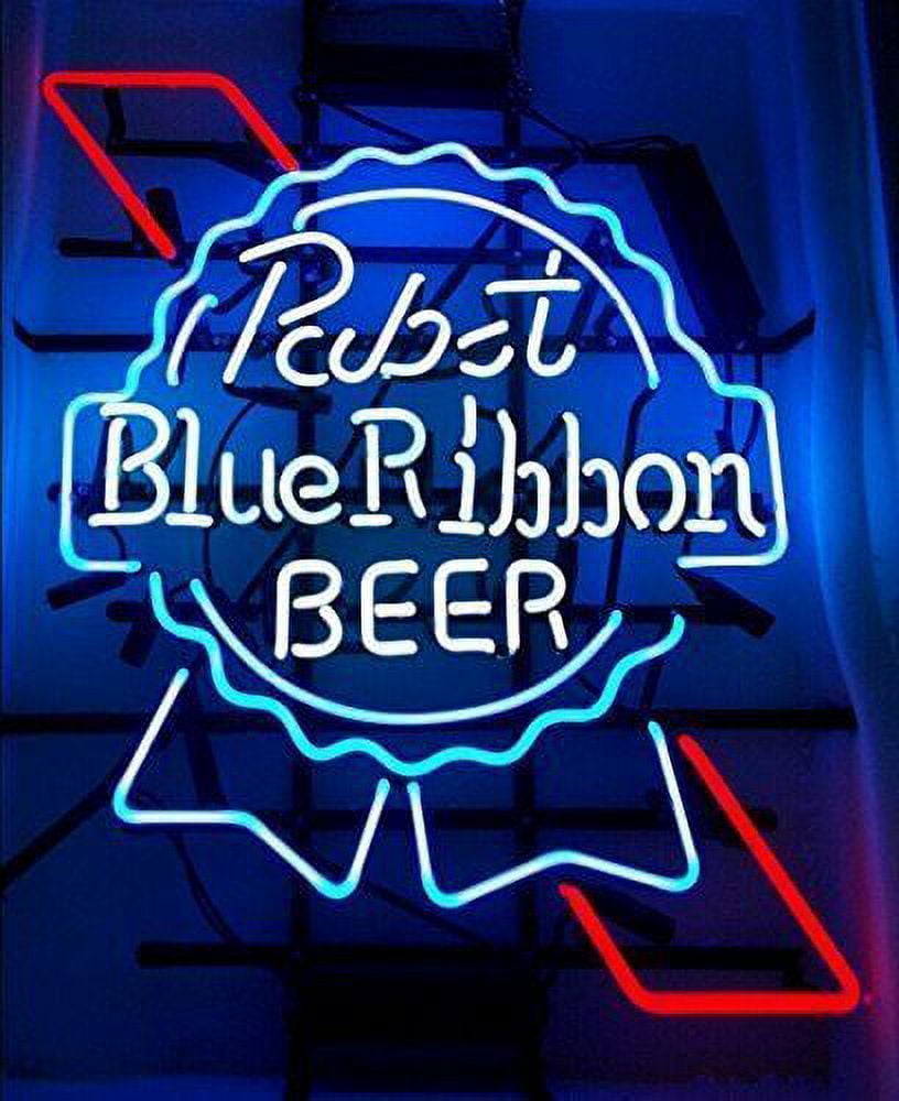Queen Sense 20"x16" Pabsts Blue Ribbon Neon Sign Man Cave Handmade Neon ...