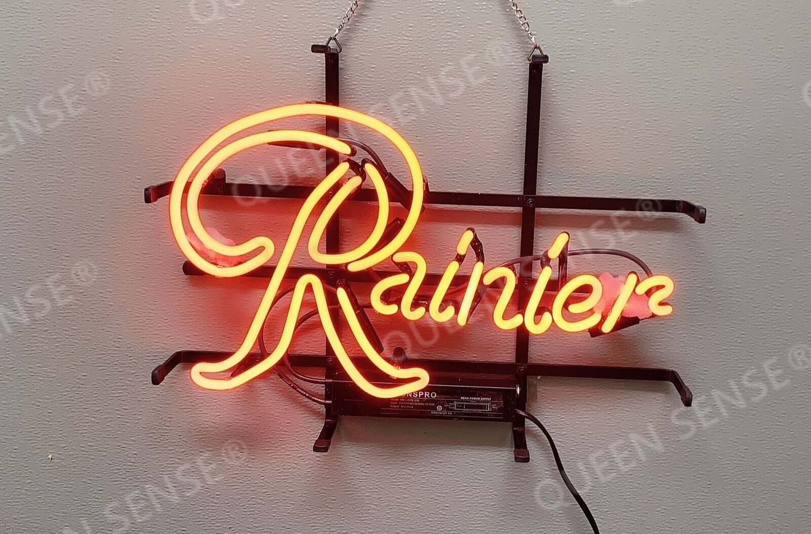 Queen Sense 20"x16" Rainier Beer Big R Neon Sign Man Cave Handmade Neon ...