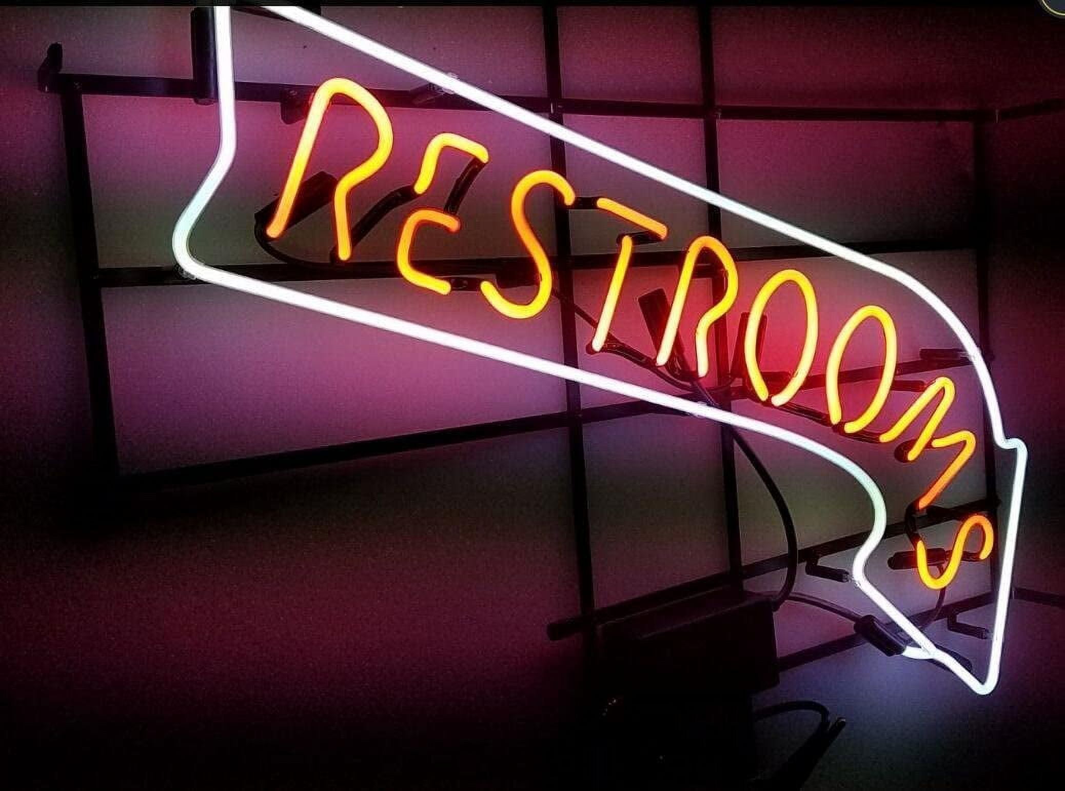Queen Sense 20"x16" Rest Rooms Toilet Restrooms Arrow Neon Sign Man ...